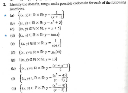 Solved 2. Identify the domain, range, and a possible | Chegg.com