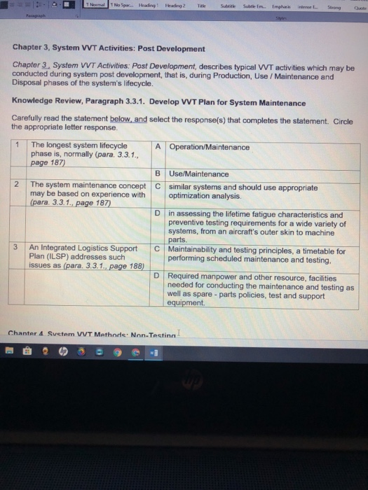 Solved Chapter 3, System VVT Activities: Post Development | Chegg.com