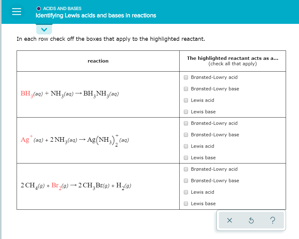Solved Identifying acids and bases identifying lewis acids | Chegg.com
