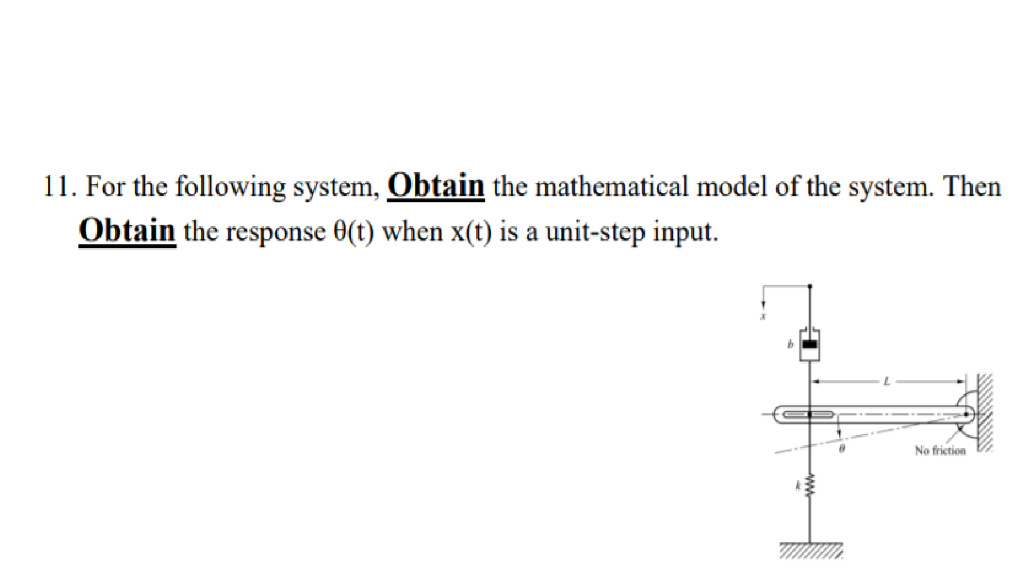 Solved For the following system, Obtain the mathematical | Chegg.com