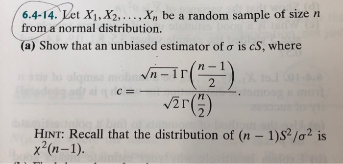 Solved 6.4-14. Let X1, X2,..., Xn be a random sample of size | Chegg.com