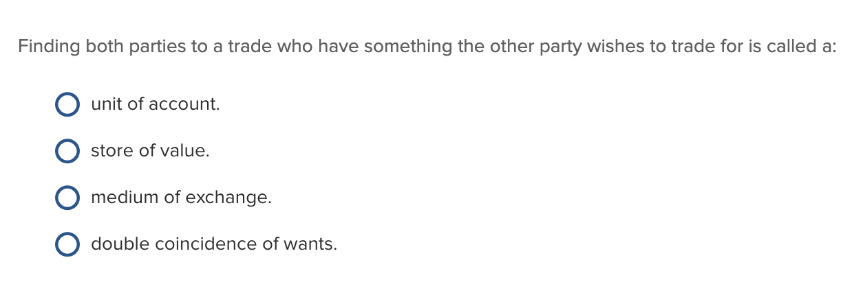 Solved Finding both parties to a trade who have something | Chegg.com