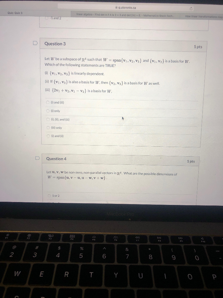 Solved Let W be a subspace of R4 such that W= span{v1,v2,v3} | Chegg.com