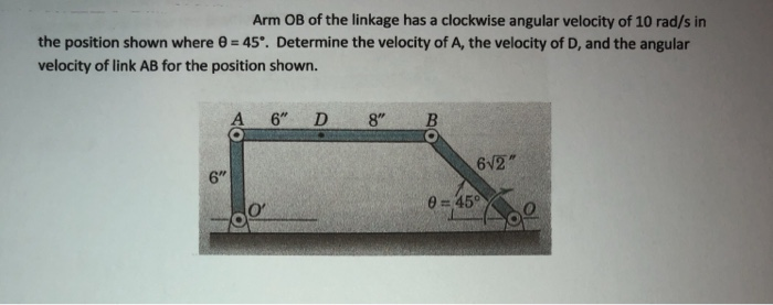 Solved Arm Ob Of The Linkage Has A Clockwise Angular