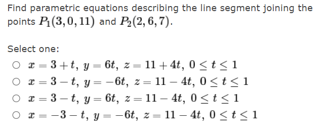 Solved Find parametric equations describing the line segment | Chegg.com