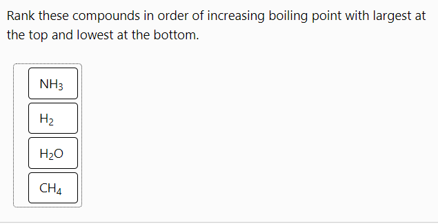 Solved Rank these compounds in order of increasing boiling | Chegg.com