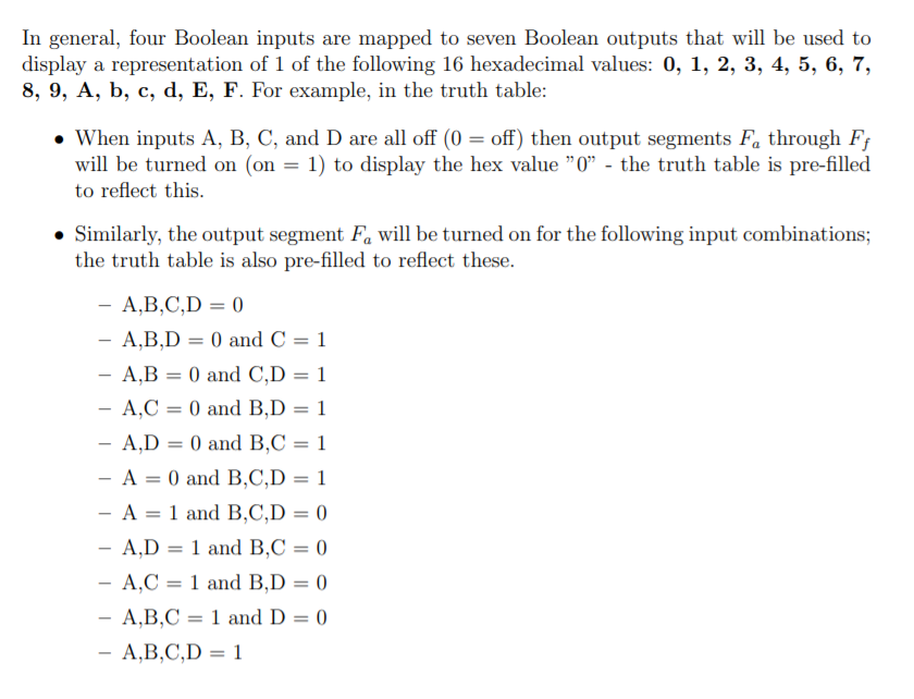 Solved In general, four Boolean inputs are mapped to seven | Chegg.com