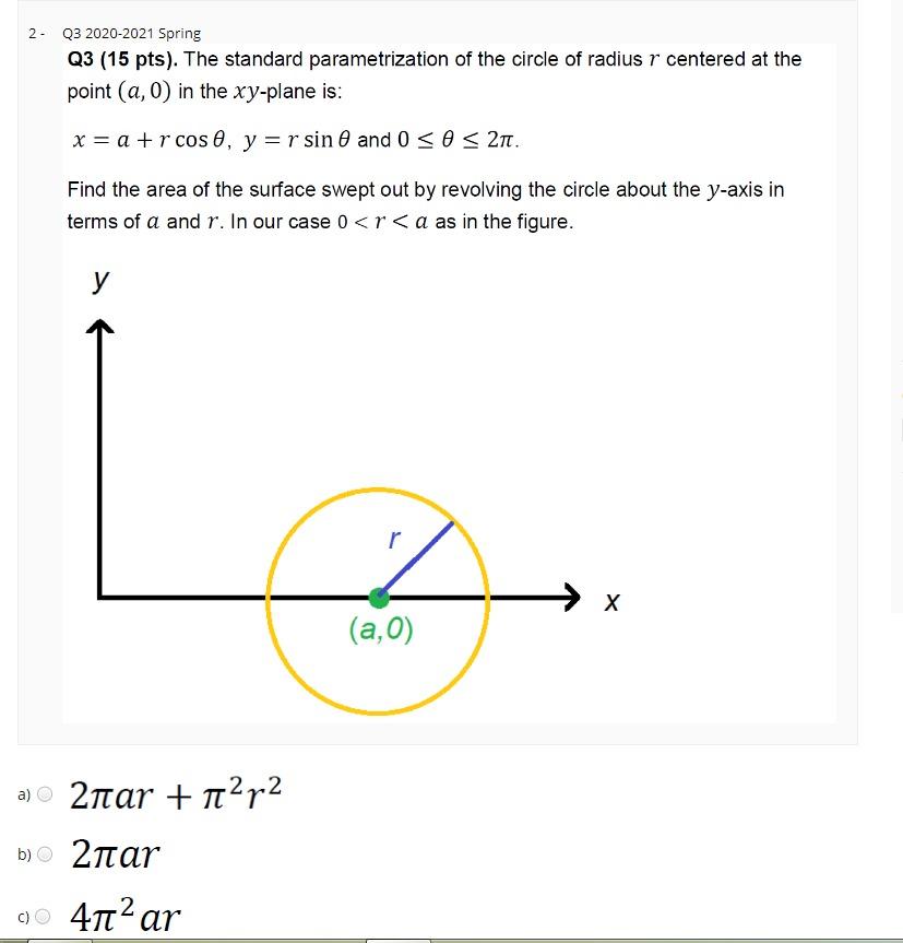 Solved 2. Q3 2020-2021 Spring Q3 (15 pts). The standard | Chegg.com