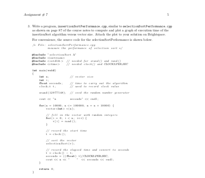 Solved Assignment 7 3 Write A Program Insertionsort 7113