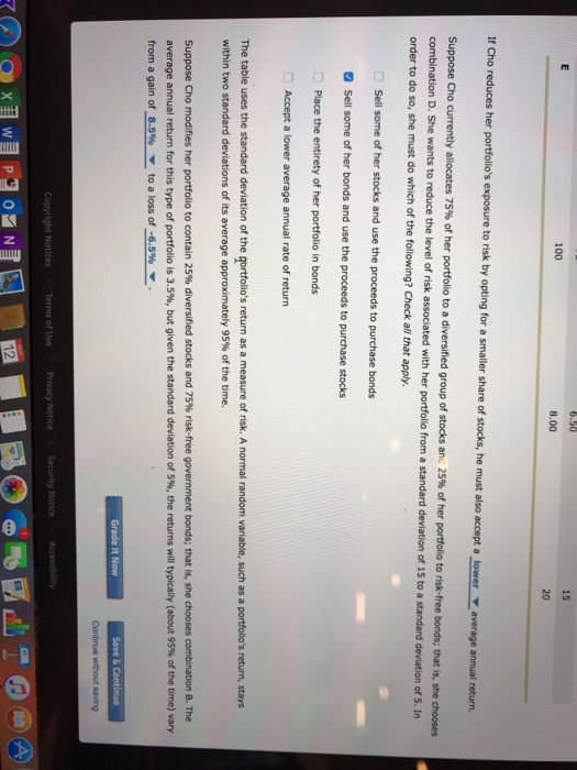 Solved 8. Risk and return Suppose Cho is choosing how to | Chegg.com Solved 8. Risk and return Suppose Cho is choosing how to | Chegg.com