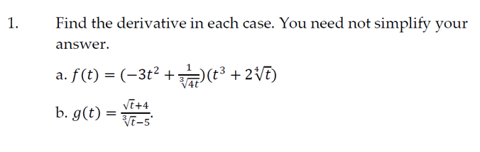 Solved Find the derivative in each case. You need not | Chegg.com