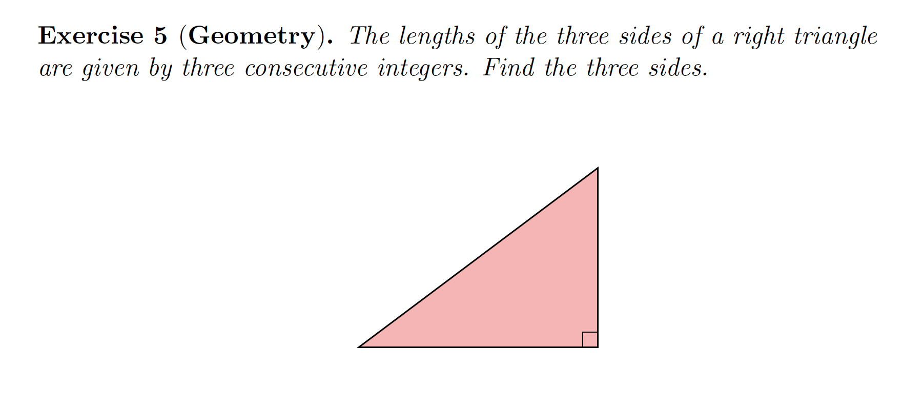 Solved Exercise 5 (Geometry). The lengths of the three sides | Chegg.com