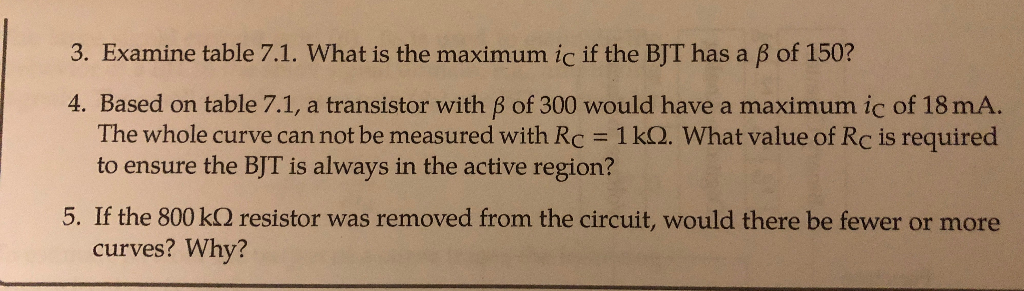 3. Examine table 7.1. What is the maximum ic if the | Chegg.com