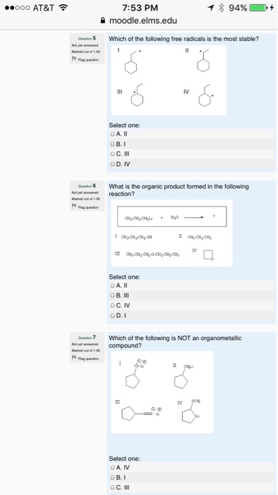 Solved Which of the following free radicals is the most | Chegg.com
