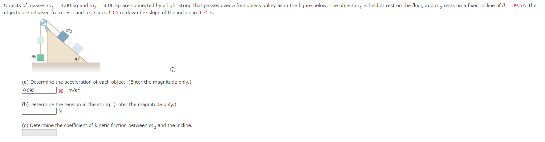 Solved objects are released from rest, and m2 slides 1.65 m | Chegg.com