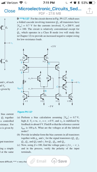 Solved Verizon 7:11 PM Microelectronic Circuits Sed... PDF | Chegg.com