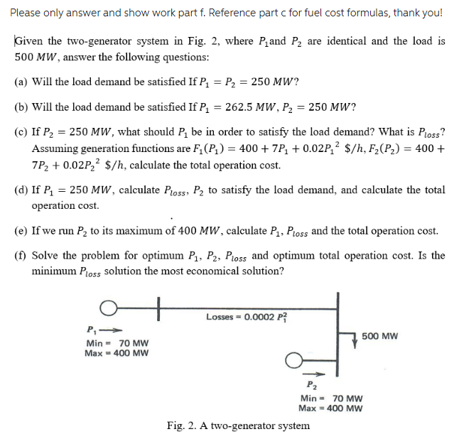 Solved Please only answer and show work part f. Reference | Chegg.com