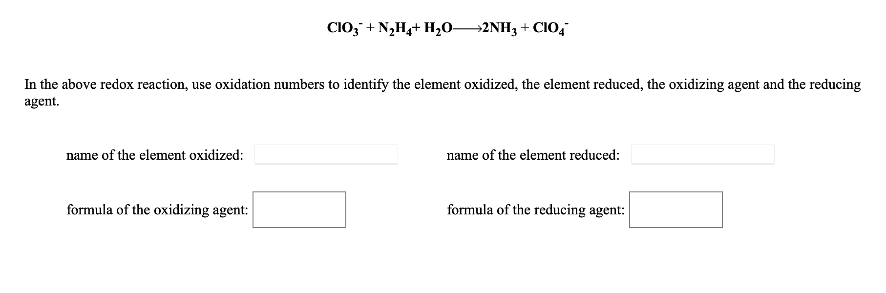 Solved C104 + Zn+ H2O+ 20H—*C1035 + Zn(OH)42- In the above | Chegg.com