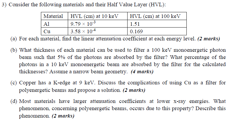 Solved ΑΙ 3) Consider the following materials and their Half | Chegg.com