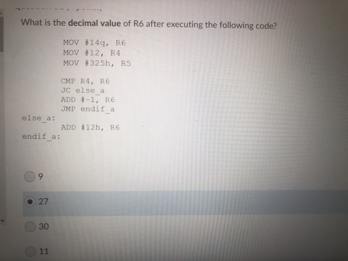 What is the decimal value of R6 after executing the | Chegg.com
