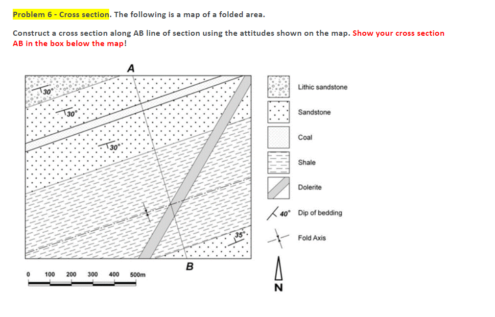 Solved Problem 6 - Cross section. The following is a map of | Chegg.com