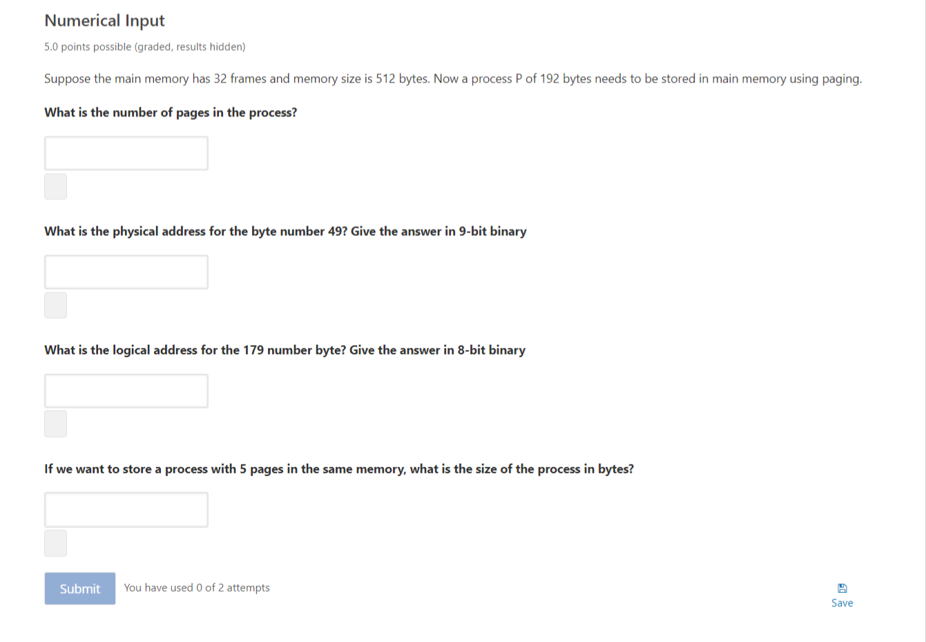 Solved Numerical Input 5.0 points possible (graded, results | Chegg.com