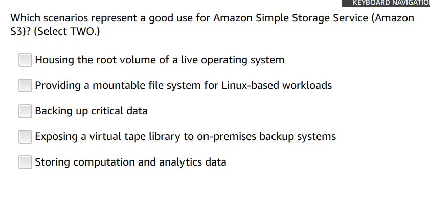 Solved Which scenarios represent a good use for Amazon | Chegg.com