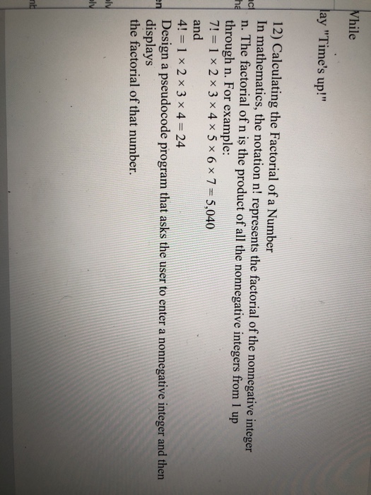 Solved hile ay "Time's up!" 12) Calculating the Factorial of | Chegg.com