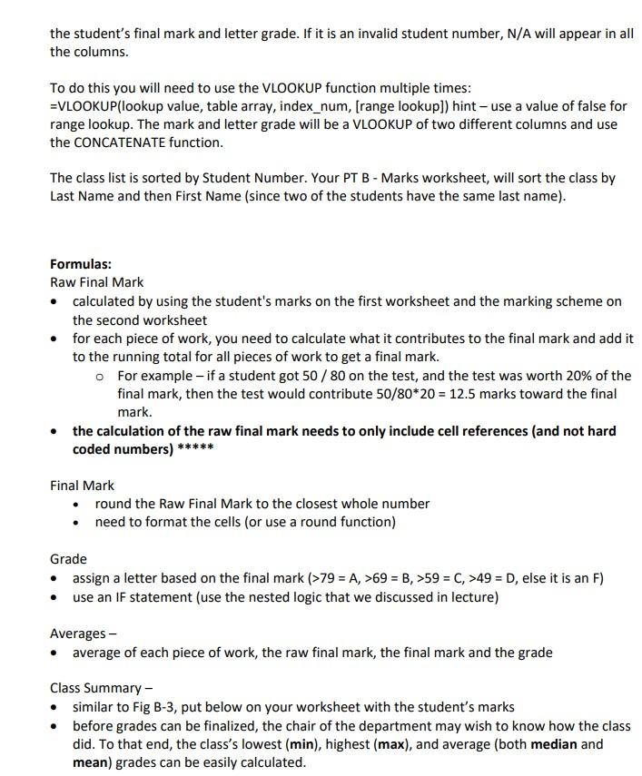 Part B: Marks Worksheets For Part B you are to modify | Chegg.com