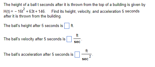 Solved The height of a ball t ﻿seconds after it is thrown | Chegg.com