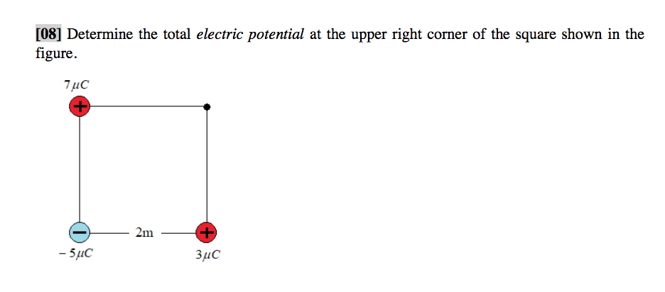 Solved [08] Determine the total electric potential at the | Chegg.com
