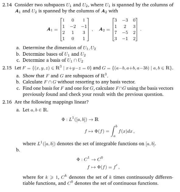 Solved A1 3 2.14 Consider two subspaces U1 and U2, where U1 | Chegg.com