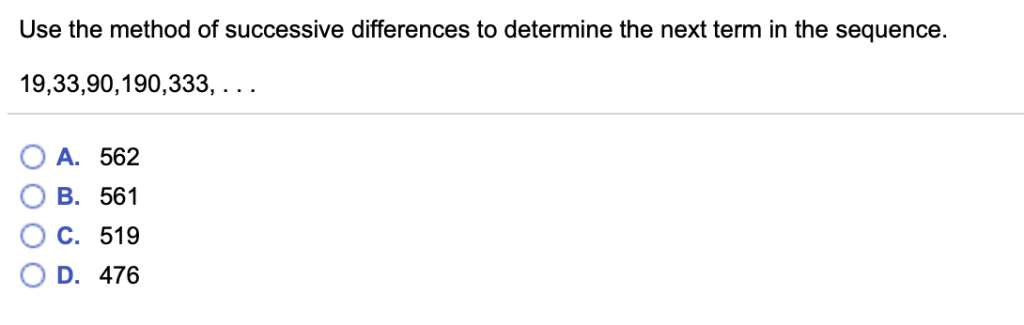 Solved Use the method of successive differences to determine | Chegg.com