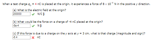 Solved N in the positive y direction When a test charge 4. = | Chegg.com