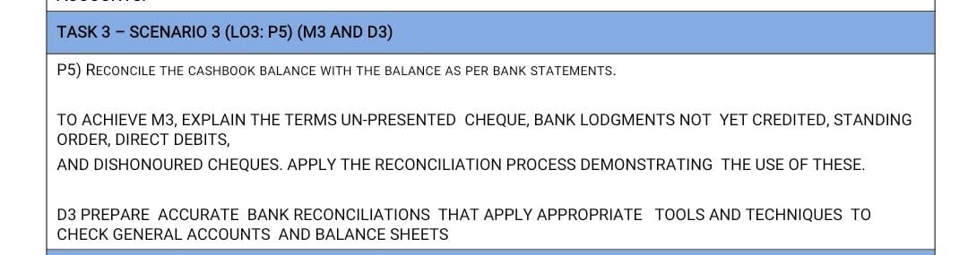 TASK 3 - SCENARIO 3 (LO3: P5) (M3 AND D3) P5) | Chegg.com