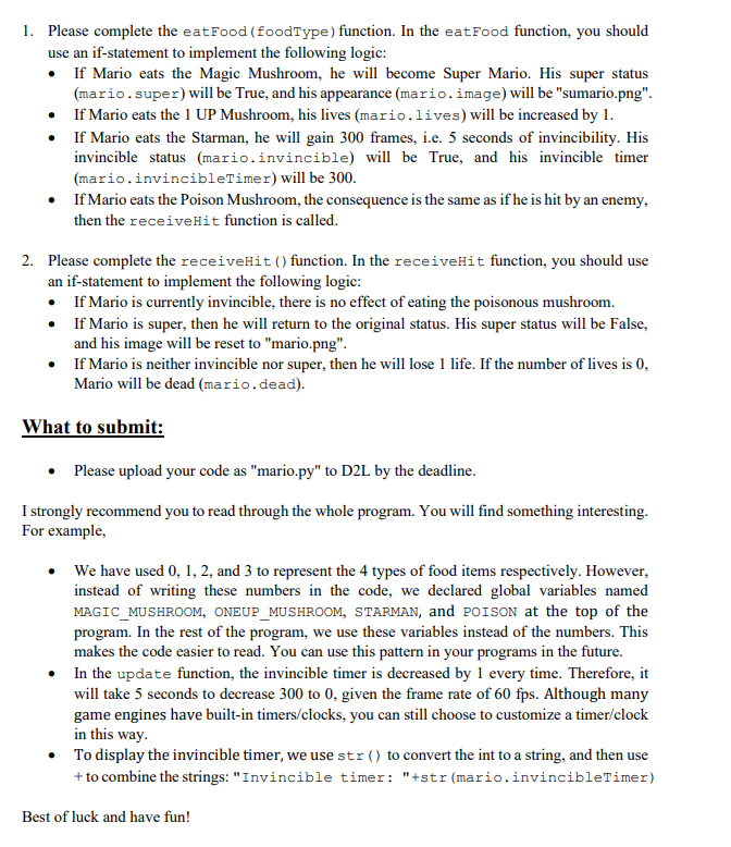 Solved Let us code a simple part of Super Mario Bros in | Chegg.com