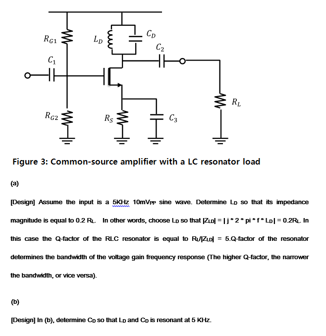 Figure 3: Common-source amplifier with a LC resonator | Chegg.com