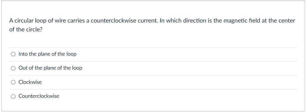 Solved A circular loop of wire carries a counterclockwise | Chegg.com