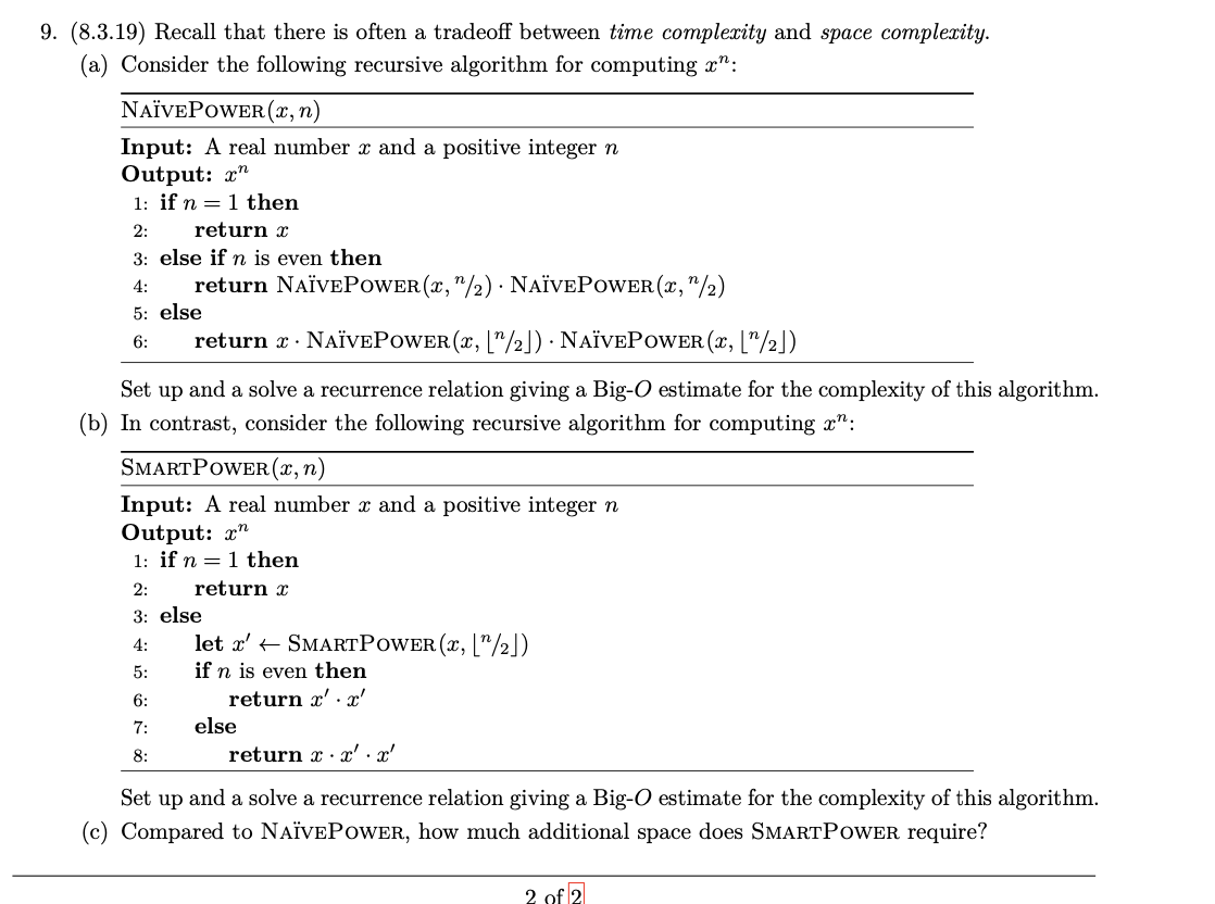 Solved 9. (8.3.19) Recall that there is often a tradeoff | Chegg.com