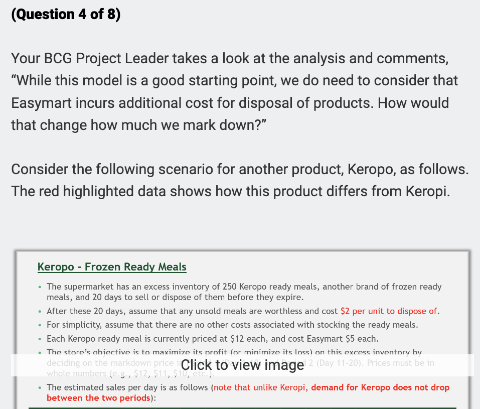 Solved Your BCG Project Leader takes a look at the analysis | Chegg.com