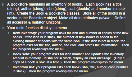 Solved A Bookstore maintains an inventory of books. Each | Chegg.com