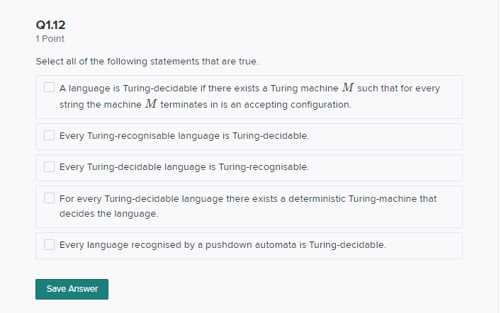 Solved Q1.12 1 Point Select all of the following statements | Chegg.com