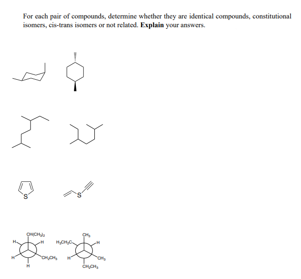 Solved For each pair of compounds, determine whether they | Chegg.com