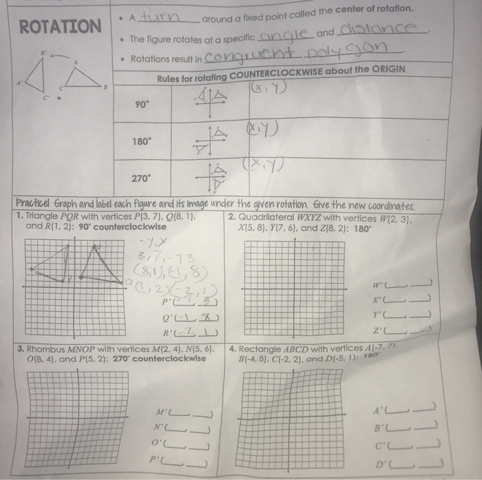 Solved ROTATIONcround around a fixed point called the center | Chegg.com