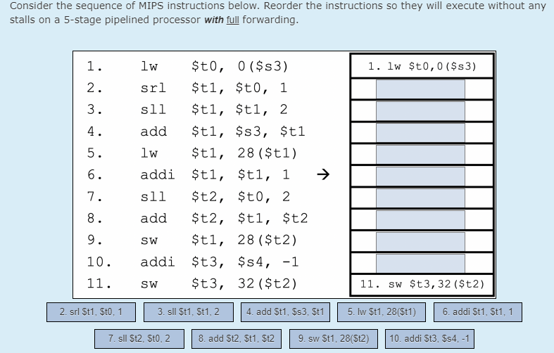 Solved Consider the sequence of MIPS instructions below. | Chegg.com