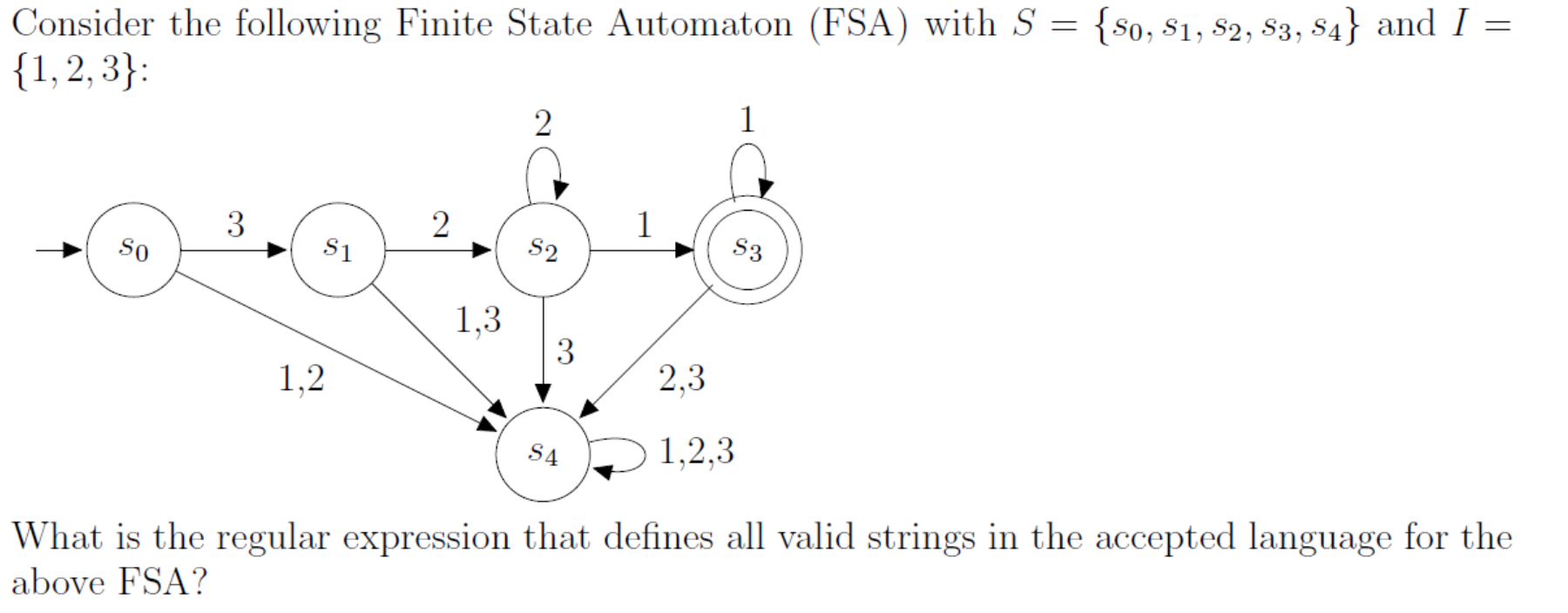 Consider the following Finite State Automaton (FSA) | Chegg.com
