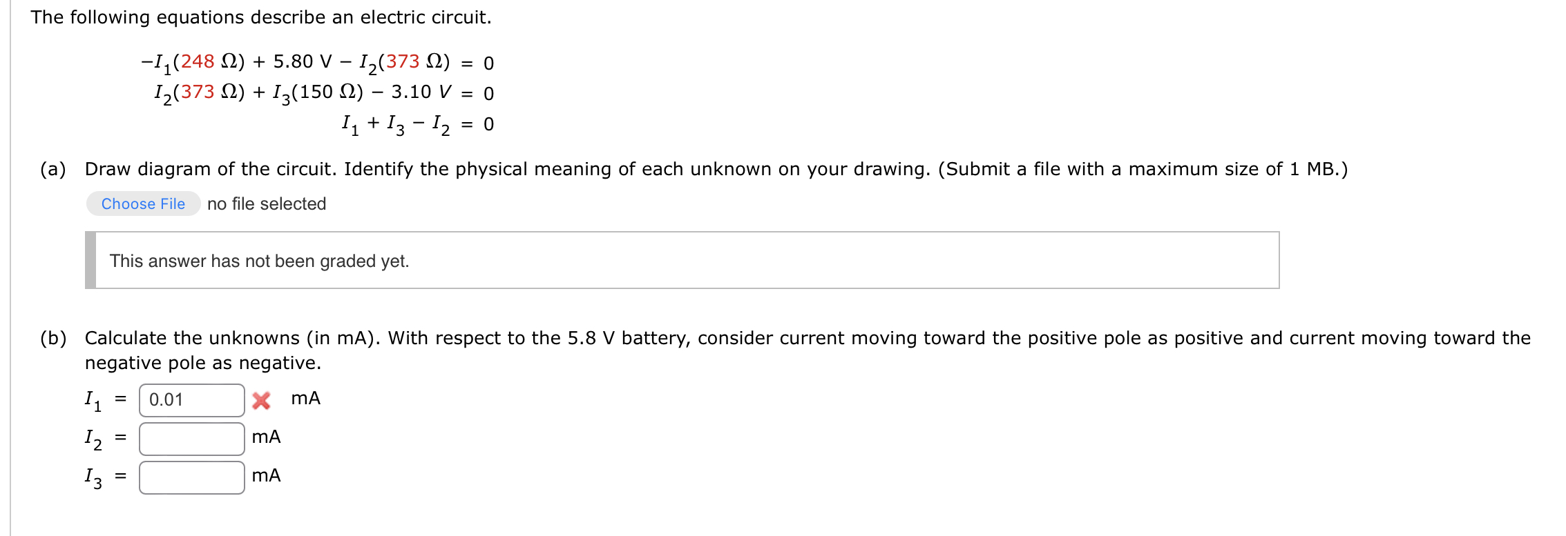 Solved The following equations describe an electric circuit. | Chegg.com