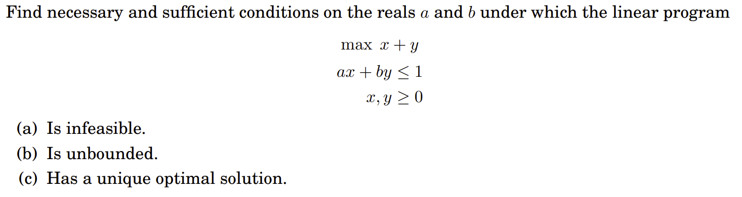 Solved Find necessary and sufficient conditions on the reals | Chegg.com