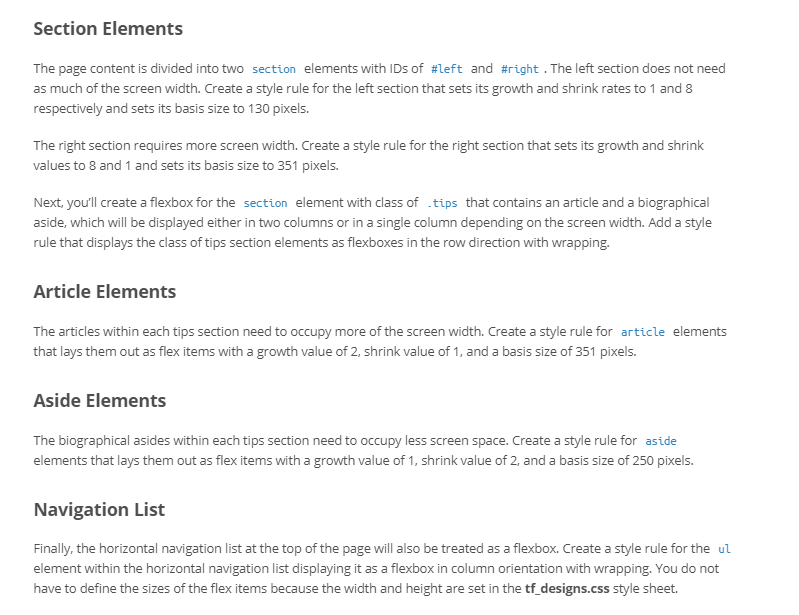 Solved Section Elements The page content is divided into two | Chegg.com