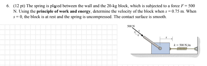 Solved The spring is placed between the wall and the 20-kg | Chegg.com